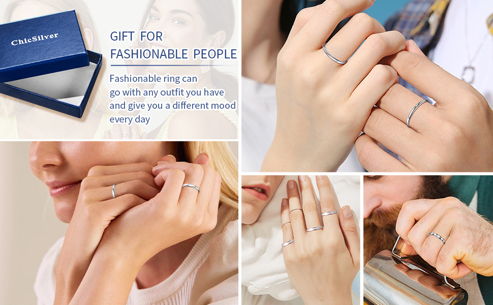 ChicSilver Bague Argent 925 - Taille 47 à 67, pour Petit Doigt ou Grosse Pouce, Anneau d ...