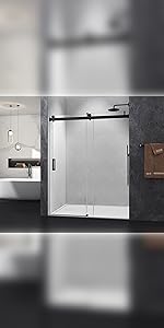 MCOCOD Frameless Shower Doors 56''-60" W x 76" H Double Sliding Width Adjustable 3/8"(10mm ...