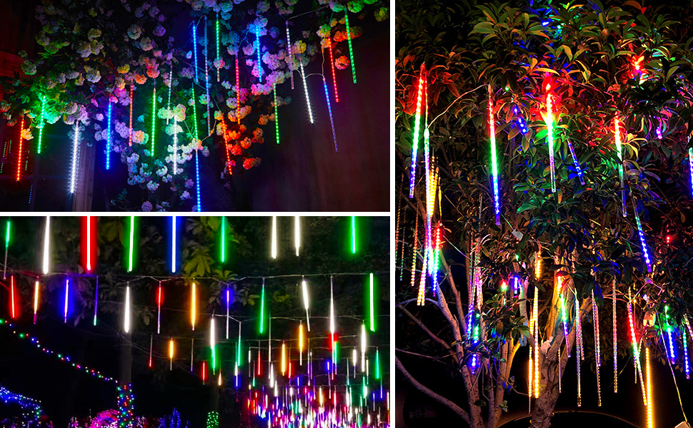 Amazon.com : JMEXSUSS Solar Meteor Shower Rain Lights, 30cm 8 Tube 144 ...