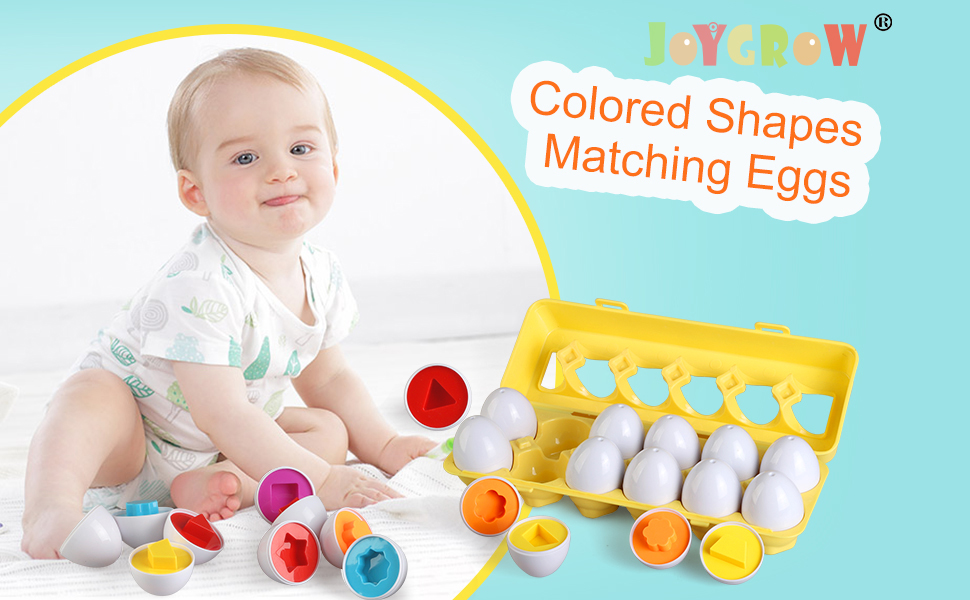 JoyGrow Matching Eggs Toddler Toys, 2.67x2 inch Eggs Color Matching Eggs Set Shape Recognition ...