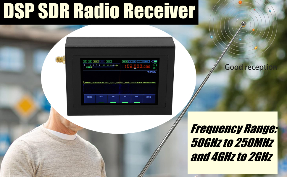 Amazon.com: Fockety Malachite DSP SDR Receiver, 50GHz-250MHz 4GHZ-2GHZ AM SSB NFM WFM Full Band ...
