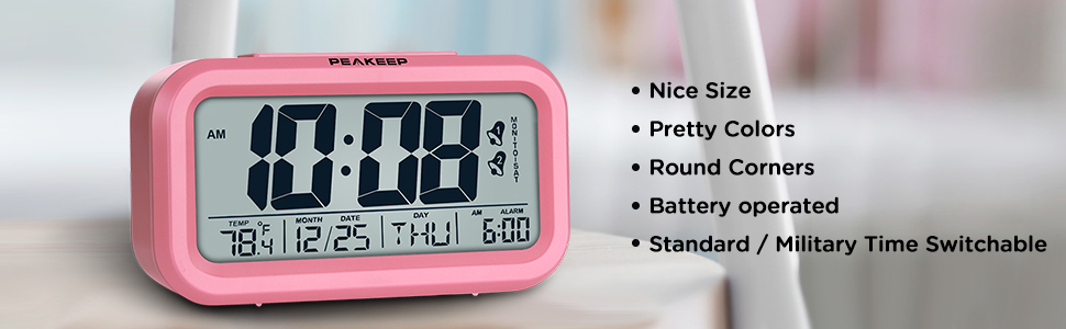 Amazon.com: Peakeep Digital Alarm Clock with 2 Alarms for Workdays ...