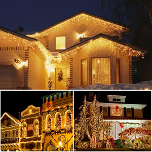 Joomer Christmas Icicle Lights, 32Ft 8 Modes Waterproof Christmas ...