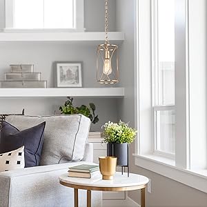 Optimant Lighting Gold Pendant Lighting for Kitchen Island, Modern Cage ...