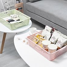 Amazon.com: Lawei 8 Pack Plastic Storage Baskets - Colorful Paper ...