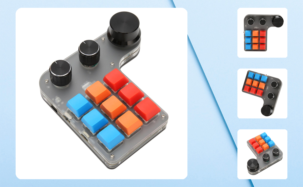 Amazon.co.jp: Mini Keypad, 9 Keys 3 Knobs USB Cordless BT Programmable ...