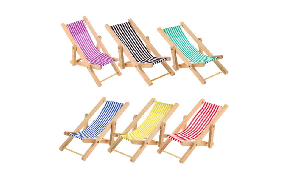 Amazon.com: Abaodam 6PCS s Mini Folding Wooden Beach Sunbath Chairs Mini Longue Deck Chairs ...