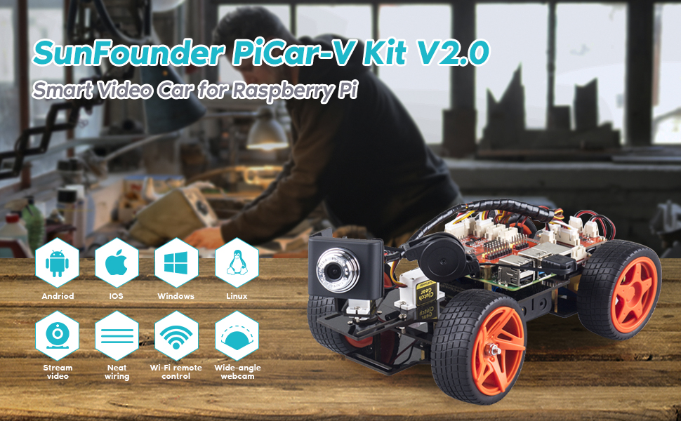 Amazon.com: SunFounder Smart Video Car Kit V2.0 PiCar-V Robot Kit para ...