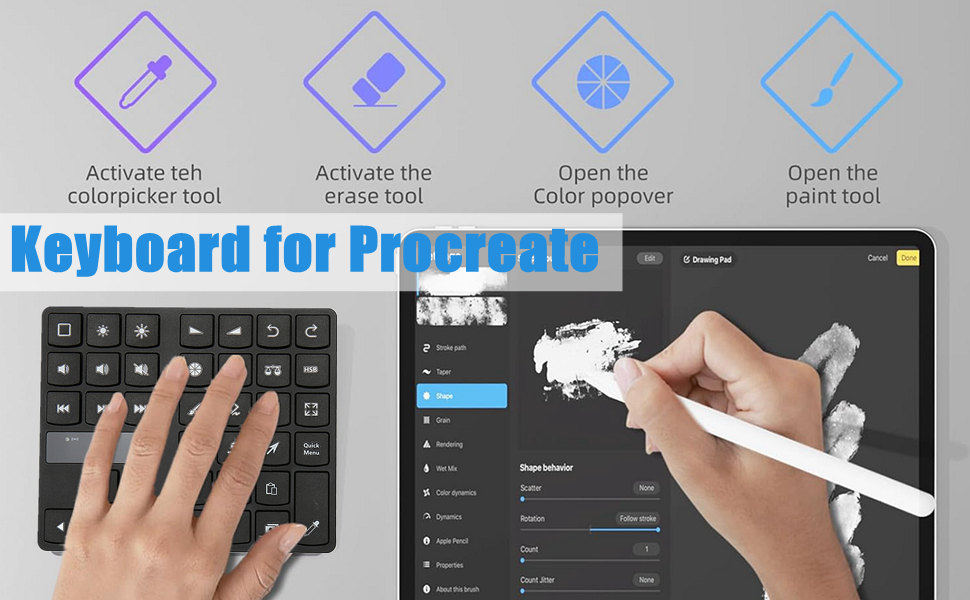 Keyboard For Procreate Rechargeable Drawing Keyboard With 35 Shortcut ...