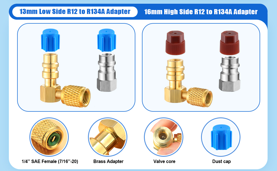 Amazon.com: Yaocom R12 to R134A AC Fitting Conversion Adapter Kit, Quick Coupler Valve A/C 90 ...