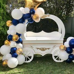 Soonlyn Navy Blue Gold Balloon Garland 130 Pcs 12 Inch Confetti Balloons Matte White Latex ...