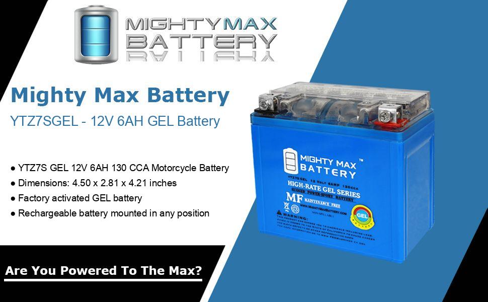 Mighty Max Battery YTZ7S 12V 6AH 130CCA Gel Battery Brand Product : Amazon.ca: Automotive