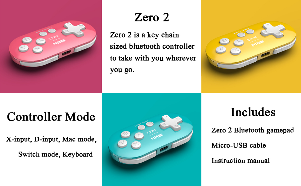 8Bitdo Zero 2 Bluetooth Key Chain Sized Mini Controller for Nitendo ...