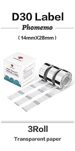 Amazon.com : Phomemo D30 Thermal Labels, self-Adhesive Transparen D30 ...