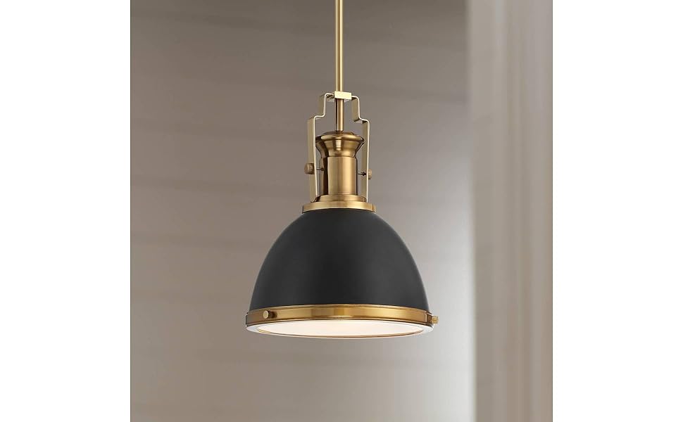 Possini Euro Design Memphis Black Burnished Brass Gold Mini Pendant ...