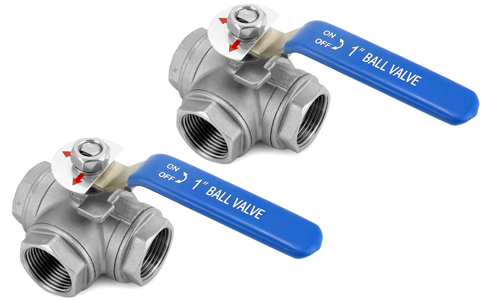 Amazon.com: QWORK Stainless Steel 3 Way L Port Ball Valve with Mounting Pad (1 Inch NPT) - Vinyl ...