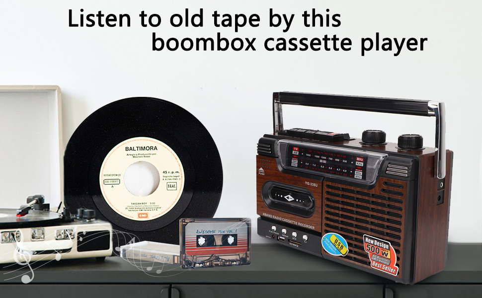 Retro Boombox Cassette Player, AM FM Radio Player, Portable Radio ...