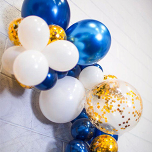Soonlyn Navy Blue Gold Balloon Garland 130 Pcs 12 Inch Confetti Balloons Matte White Latex ...