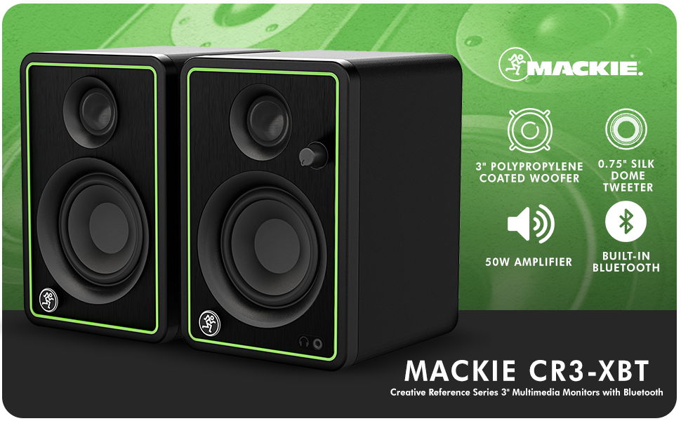 Amazon.com: Mackie CR3-XBT CR Series 3" Multimedia Studio Bluetooth Monitors (Pair) w/Pro Tools ...