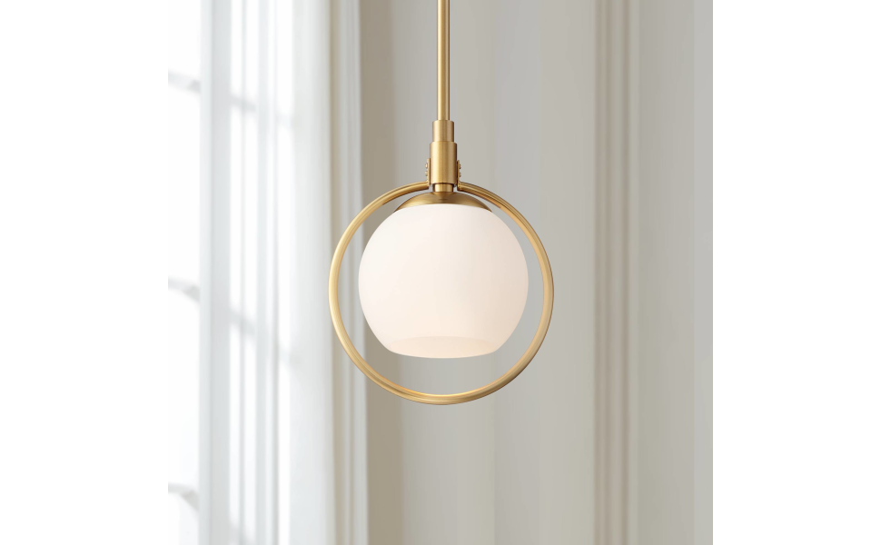 Possini Euro Design Carlyn Warm Gold Metal Orb Mini Pendant Light 8 3/4 ...