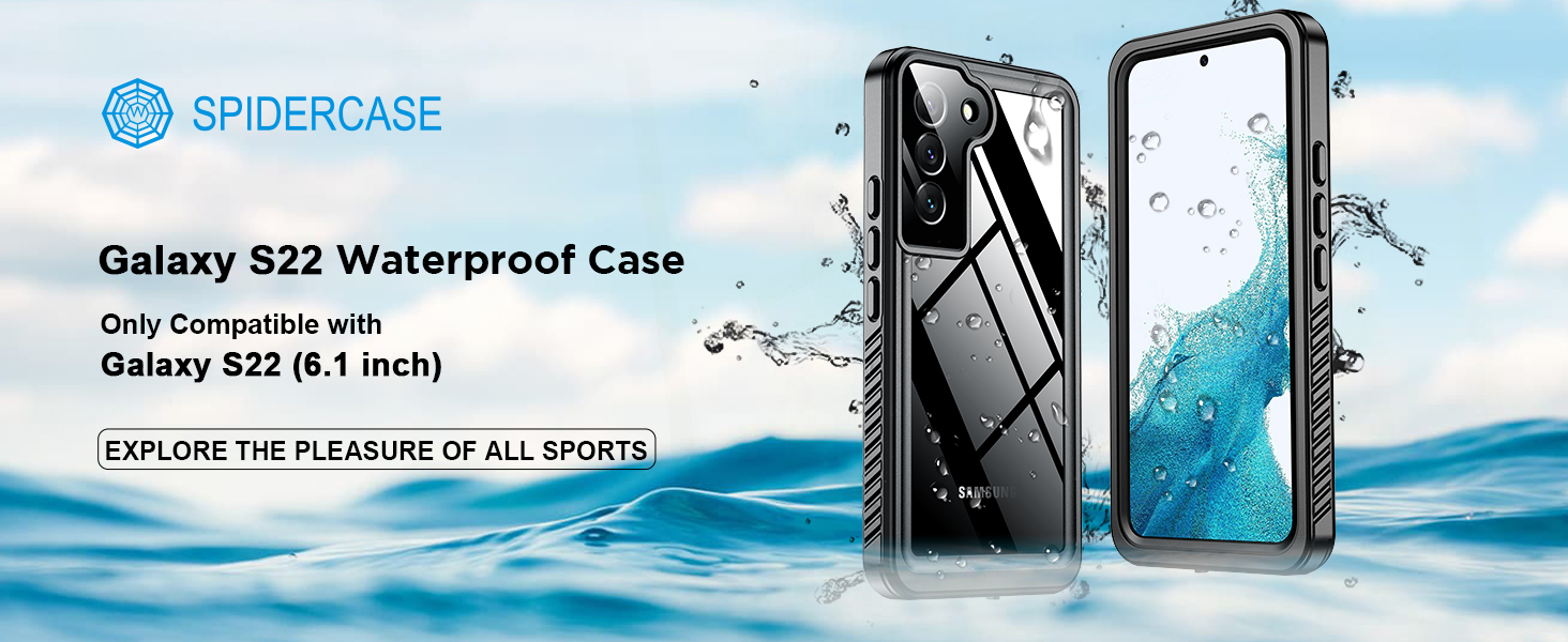 Amazon.com: SPIDERCASE Designed for Samsung Galaxy S22 Case Waterproof, Built-in Lens&Screen ...