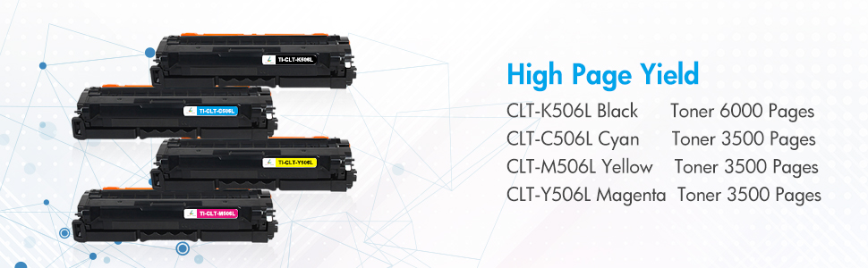 TRUE IMAGE CLT-506L Compatible Toner Cartridge Replacement for Samsung CLT-K506L CLT-Y506L CLT ...