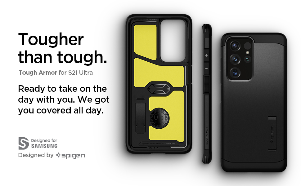 Spigen Tough Armor Case Compatible with Samsung Galaxy S21 Ultra - Black : Amazon.co.uk ...