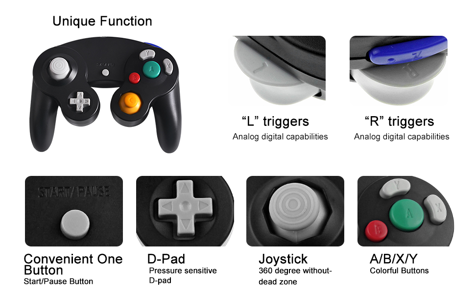 TechKen Controller für Gamecube Wii Wired Game Controller Joypad Dual ...