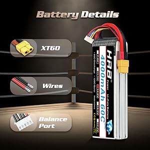 Amazon.com: HRB 4S Lipo Battery XT60 4000mAh 60C 14.8V RC Lipo Battery Compatible with RC Boat ...
