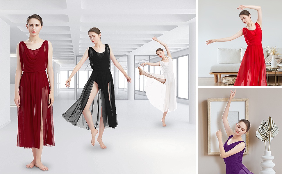 Amazon.com: ODASDO Women Lyrical Modern Contemporary Dance Costume Leotard V-Neck Backless Split ...