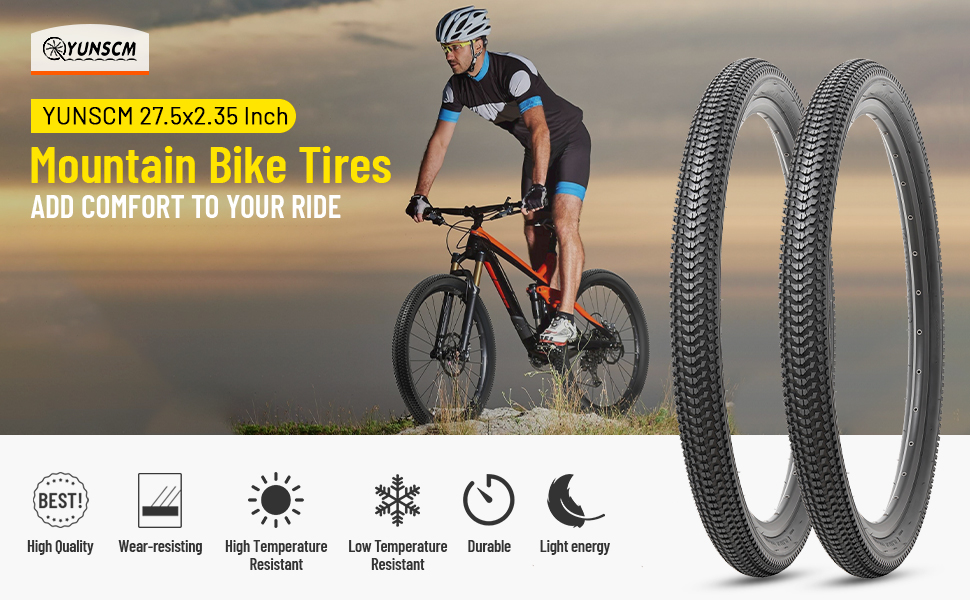 Amazon.com : YUNSCM 2-PCS 27.5" Mountain Bike Tires 27.5X2.35/57-584 Compatible with Bike 27.5x2 ...