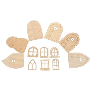 Amazon.com: EXCEART Wooden Fairy Garden Door Chip 48pcs - DIY Craft Kit Unpainted Miniature ...