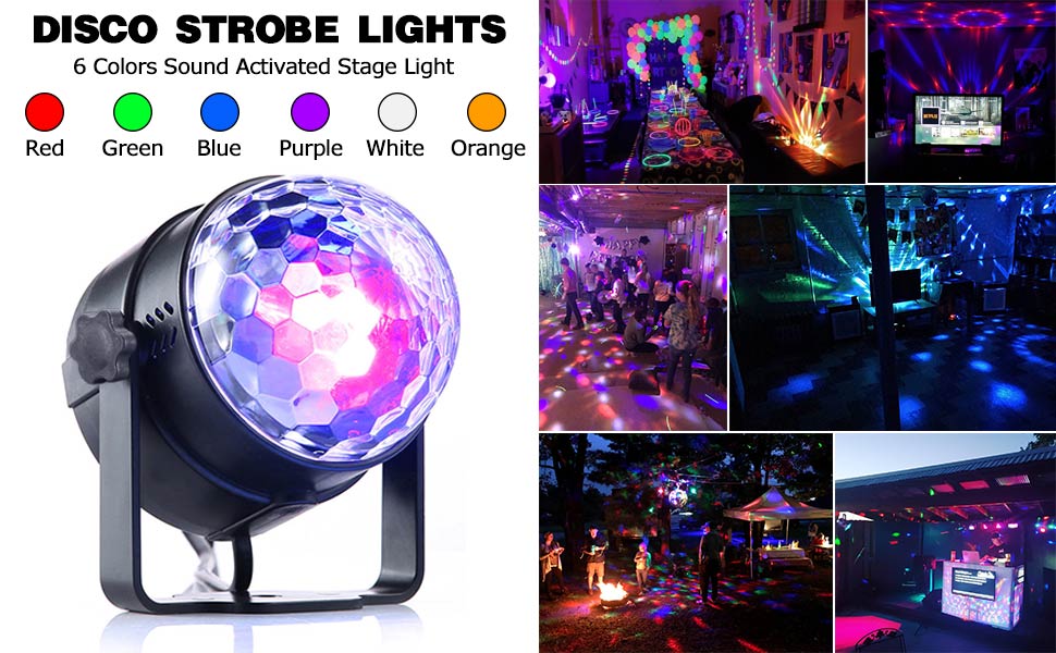 Disco Party Lights, Sound Activated Strobe Light Stage Light with ...