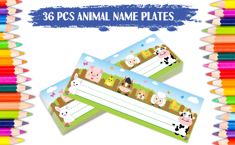 Amazon.com: Farm Animal Name Plate Primary Students Back to School Desk ...