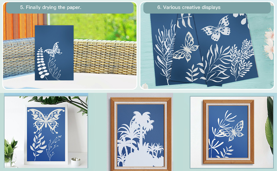 Amazon.com: NUOBESTY Sun Printing Kit Cyanotype Paper Color Clips for ...