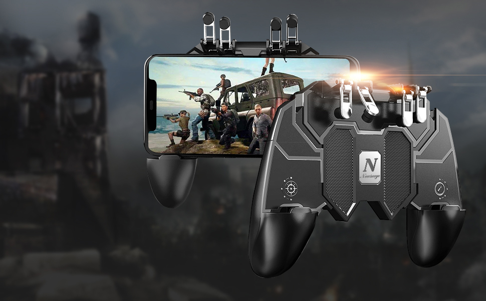 Newseego for Mobile Game Controller, [Upgrade] Phone Controller Gamepad with 6 Fingers Trigger ...