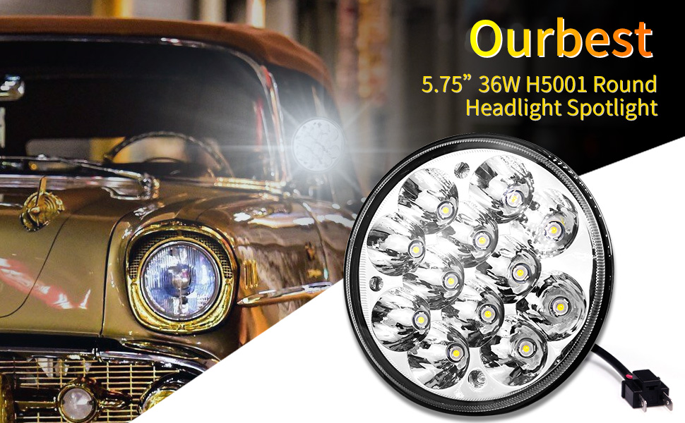 H5001 LED Flood Par46 LED Lights, Round LED Spotlight Fit for 5.75" 5-3/4" Truck Led Work Search ...