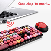 Colorful Computer Wireless Keyboard Mouse Combos, Typewriter Flexible ...