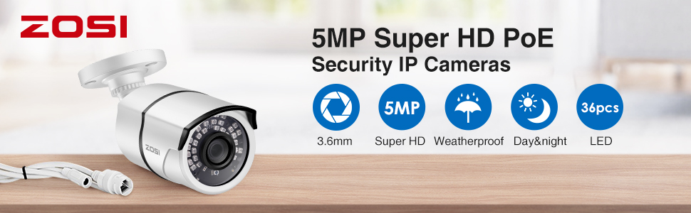 Amazon.com : ZOSI ZG2615E 5MP PoE IP Camera Bullet Camera with Night Vision for Outdoor Indoor ...