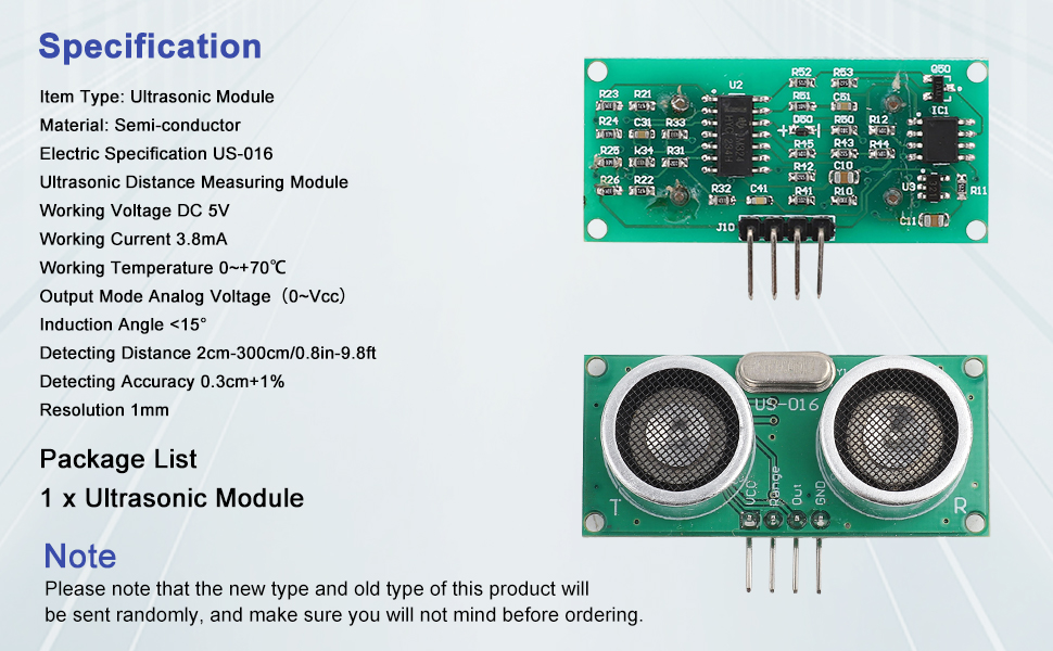 Amazon.com: Ultrasonic Sensor, US-016 Analog Voltage Output High ...