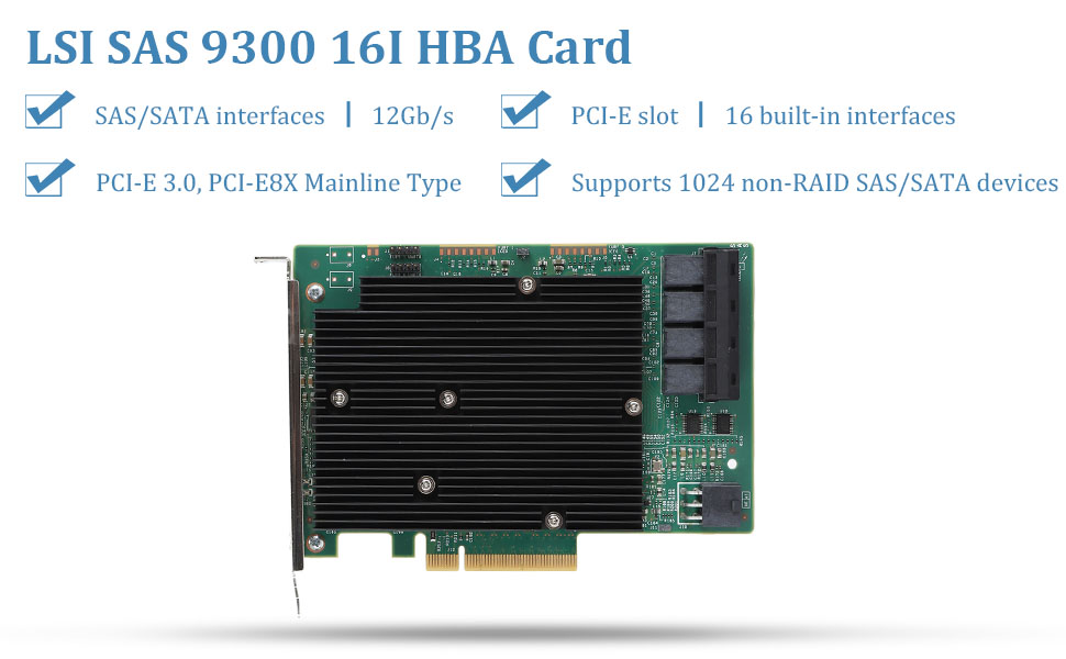 Amazon.com: LSI SAS 9300 16I HBA Card, 12Gbps HBA RAID Controller Card with 16 SATA SAS Ports ...
