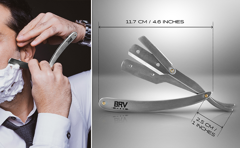 Amazon.com: BRV MEN Professional Straight Edge Barber Razor w/ 100 ...