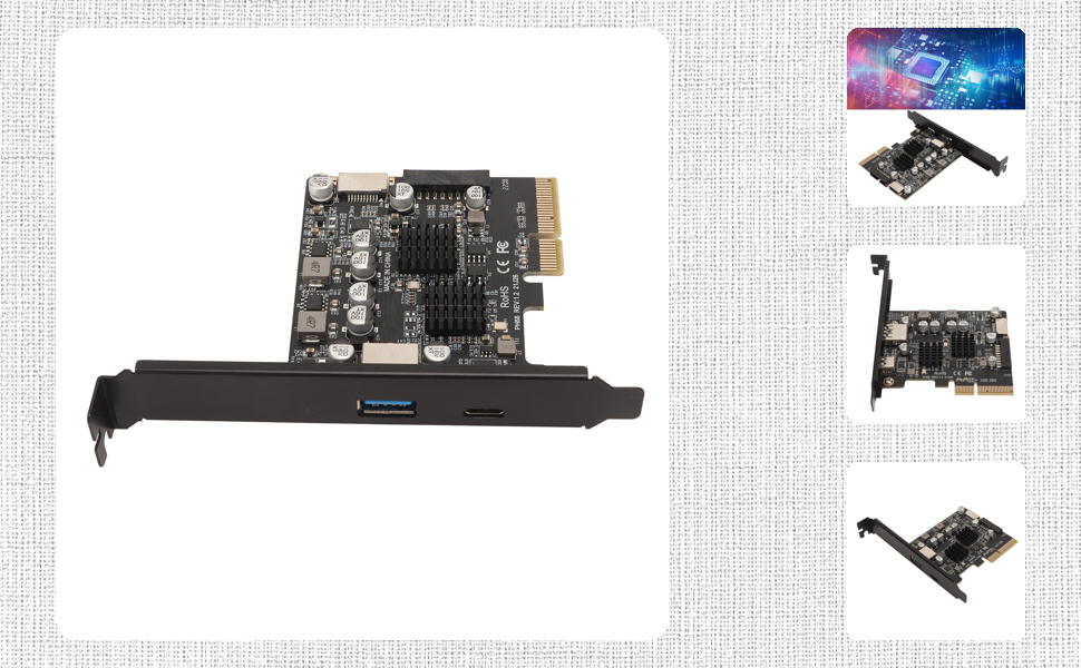 PCIe to USB 3.2 Expansion Card, PCI Express Expansion Card PCIe to USB3.2 GEN2 Card PCIe Type C ...