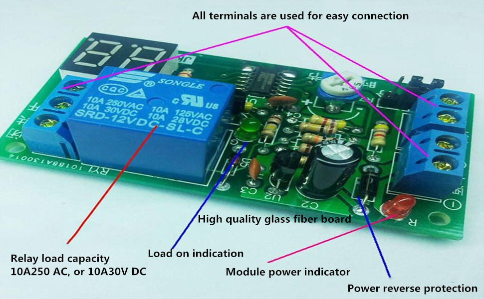 DC12V Adjustable Timer Relay, Relay Timing Module, Adjustable Time ...