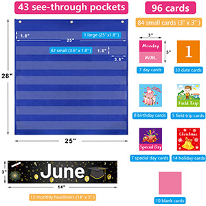 Amazon.com: Fancy Land Classroom Calendar Pocket Chart School Monthly ...
