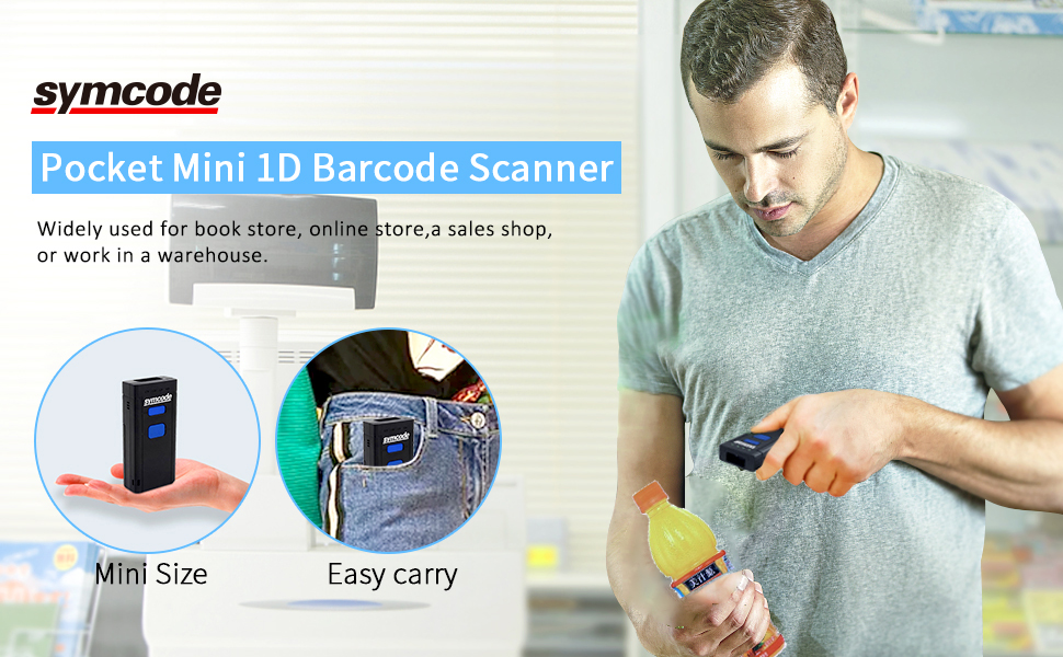 Wireless Bluetooth Barcode Scanner,symcode 3 in 1 Portable Mini ...