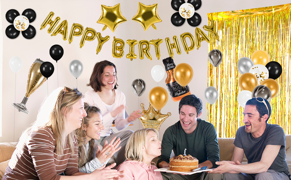 108 Pcs Premium Birthday Decorations For Boy and Girl Kit | Black and ...