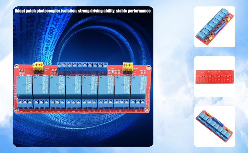 Amazon.com: 5V/12V/24V 8 Channel Optocoupler Relay Module Board with ...
