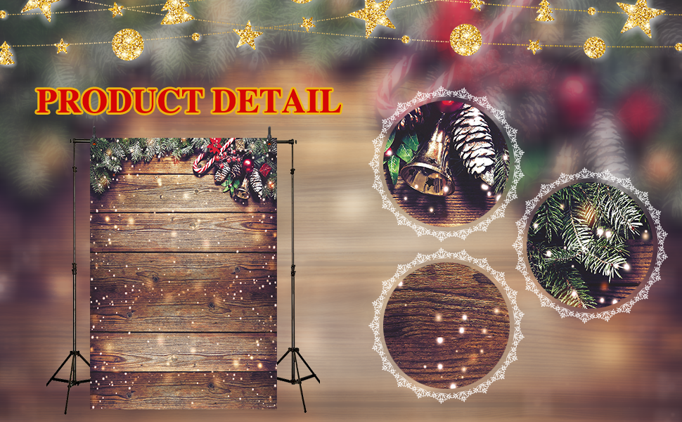 Amazon.com : Allenjoy 5X7FT Snowflake Gold Glitter Christmas Wood Wall ...