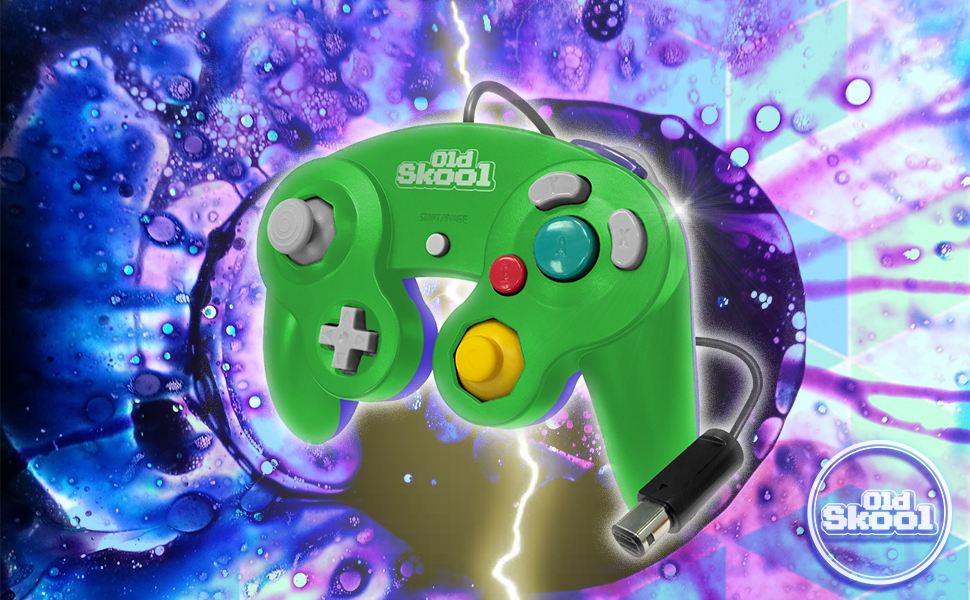 Amazon.com: Old Skool GameCube / Wii Compatible Controller - Green/Blue ...